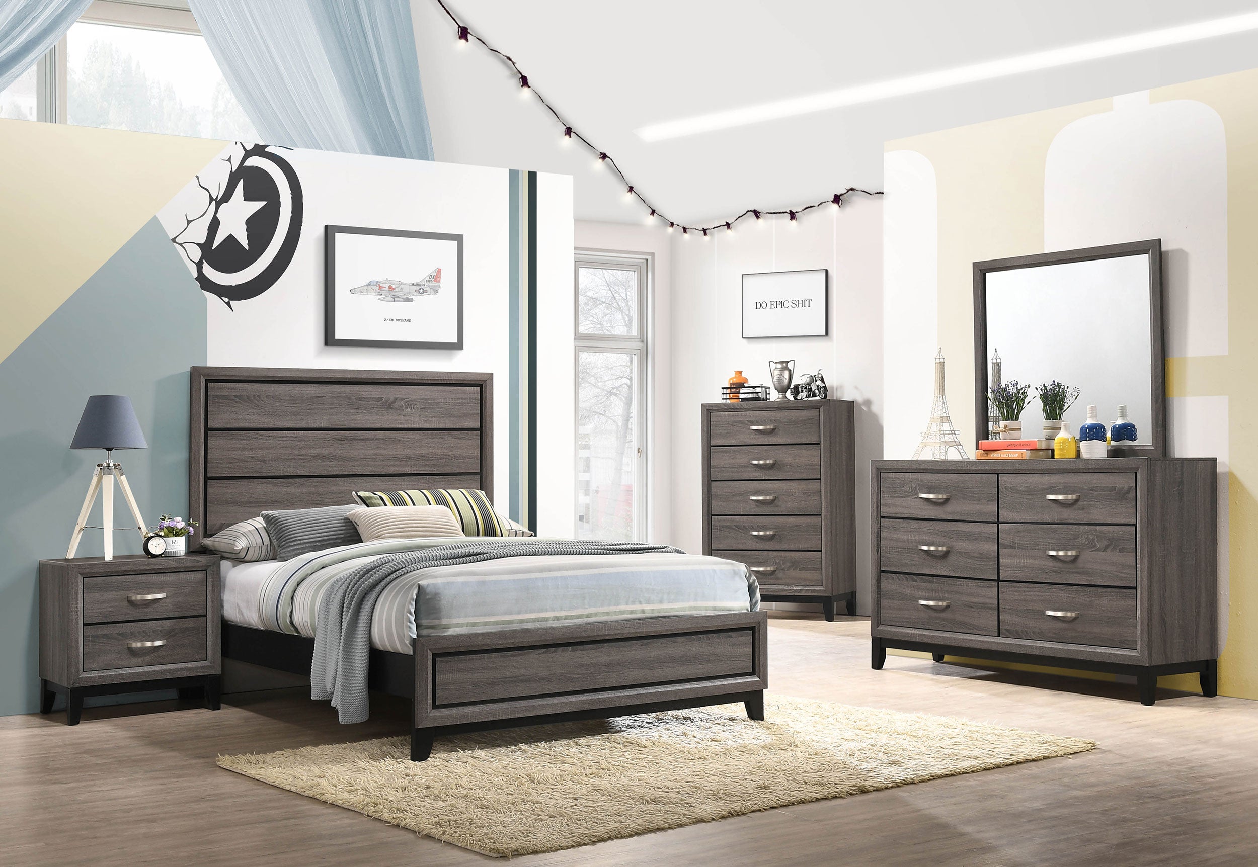 Watson 4-piece Full Bedroom Set Grey Oak – National Unclaimed Freight