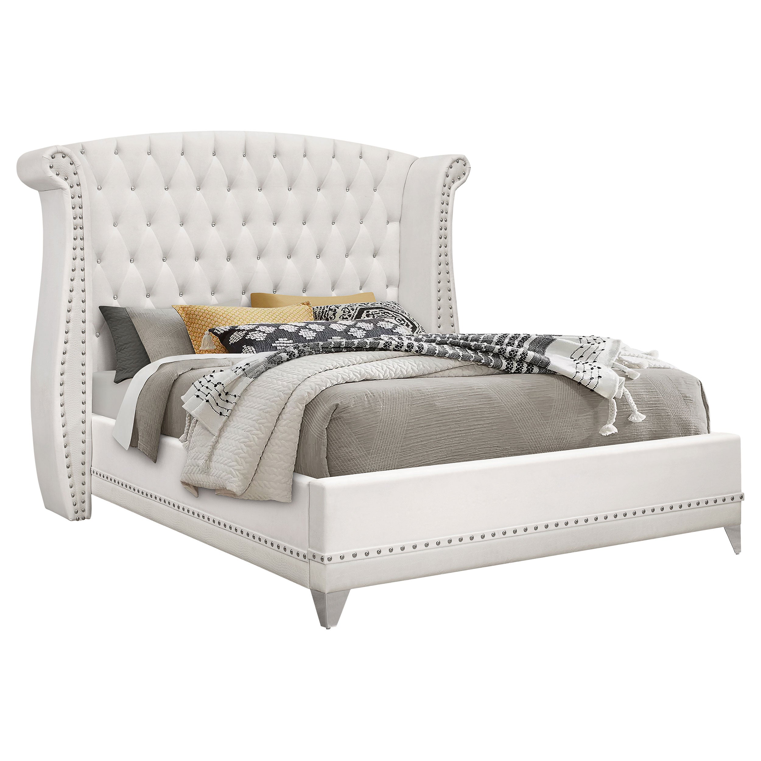 Barzini Upholstered Queen Wingback Bed White – National Unclaimed Freight
